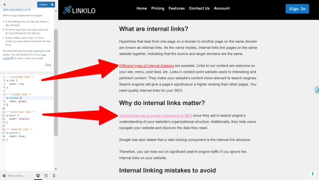 How to Change Link Color in WordPress - Complete Guide | Linkilo